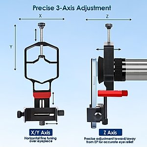 tridaptor - Universal Phone Scope Digiscoping Adapter|High-Precision XYZ Metal Telescope Mount 3-Axis Smartphone Holder for Spotting Scope Monocular Binos|Fits All Cell Phone Camera/Max 2.4" Eyepiece