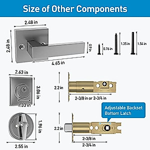 HOSOM Front Door Handle Set, Exterior Door Lock Set with Deadbolt, Single Cylinder, Reversible for Right and Left Handed Doors, Satin Nickel