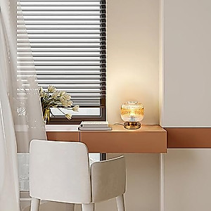 Auwieou Modern Table Lamps Gold Table lamp Amber Ribbed Glass Shade Desk lamp Bedside Table lamp nightstand lamp Small Table lamp for Bedroom Living Room Office end Table Side