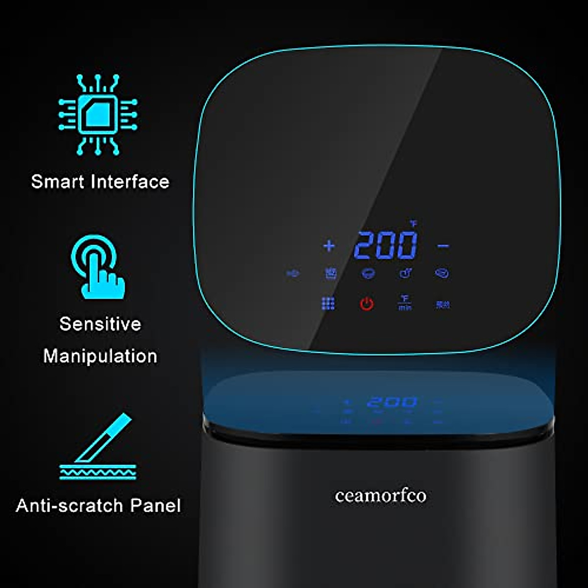 Air Fryer Oven 6 Quart Compact air fryers Oilless Oven 12-in-1 Nonstick and Dishwasher-Safe Basket, Exclusive Recipes, Tempered Glass Display, Custom