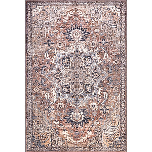nuLOOM Aino Traditional Machine Washable Area Rug, 4x6, Rust