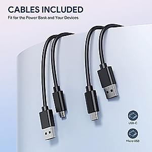 Portable Charger 2-Pack 10000mAh Power Bank High Capacity Power Bank Ultra Slim External Phone Battery Pack with Dual Input & Output for iPhone 12 Pro, Galaxy S10, Pixel 4, (Black + White)