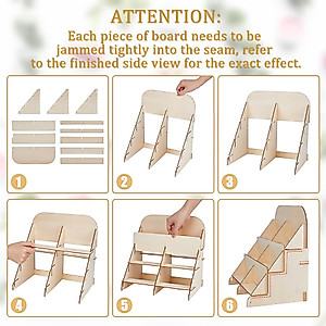SUPERFINDINGS 6 Shelves Wooden Card Display Stand Self-Installing Business Card Display Rack Mini Craft Show Case Sticker Tape Organiser 30x20x30cm