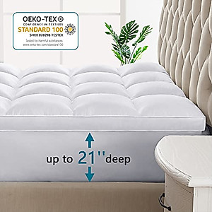 CHOKIT Luxury Soft 5D Spiral Fiber Queen Mattress Topper, Extra Thick Mattress Pad Cover for Back Pain Relief, Cooling Breathable Pillow Top Protector with 8-21" Deep Pocket, All Season Bedding