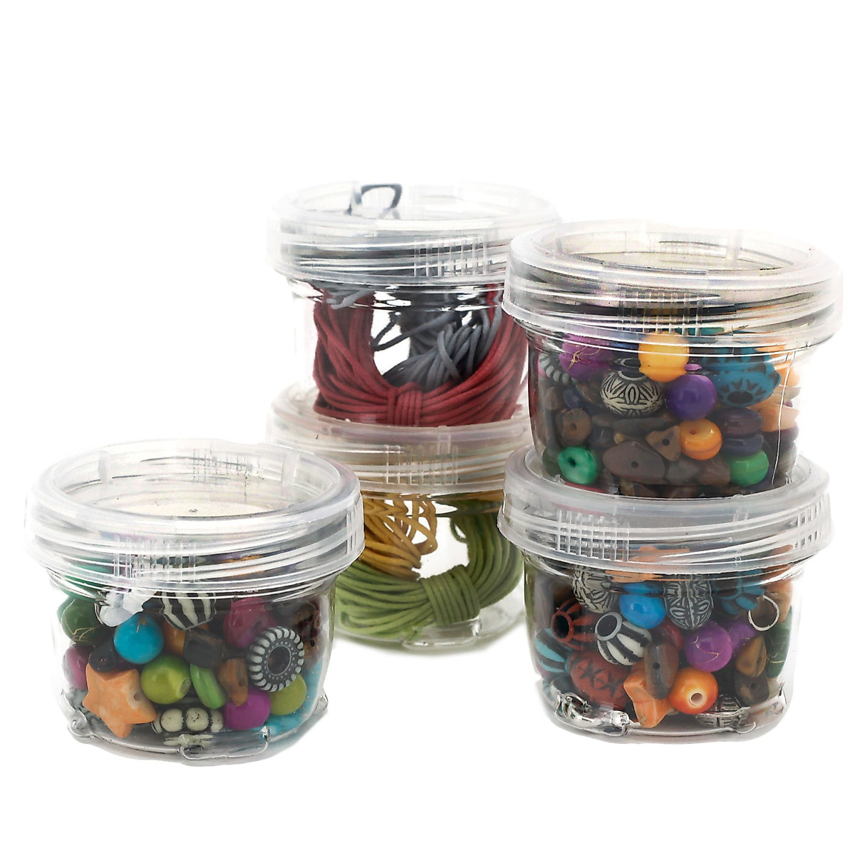 Paylak Storage Containers Stackable Interlocking Detachable 5 For Beads Crafts Medicine Small Items 2" Round