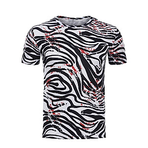 YOMXL T Shirt for Men Zebra Black White Striped Short Sleeve O-Neck Tops Crew Neck Tees