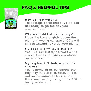 K A E R U S CO2 Bags for Grow Tent - Set and Forget Generator Plants | Mushroom Bag Booster, Great Indoor Growing Rooms Preactivated 5LB