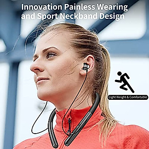 WESADN Bluetooth Headphones Neckband Wireless Earbuds Headset Noise Cancelling with Microphone 20H Playtime Sports Running Outdoor in Ear Headphones for iPhone Android, Black