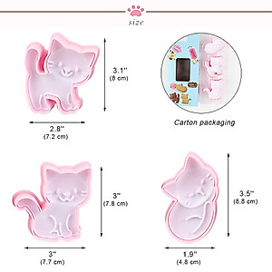Cat Shape Animal Plunger Cookie Cutters Set, Food Grade Fondant Stamper Set