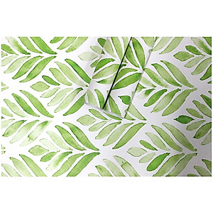 HAOKHOME Boho Peel and Stick Wallpaper Floral Tulip Leaves Green/White Removable Bathroom Kitchen Contact Paper Home Wall Decor 17.7in x 9.8ft