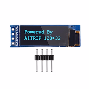 AITRIP 4pcs I2C OLED Display Module 0.91 Inch I2C SSD1306 OLED Display Module White I2C OLED Screen Driver DC 3.3V~5V for Arduino (Blue)