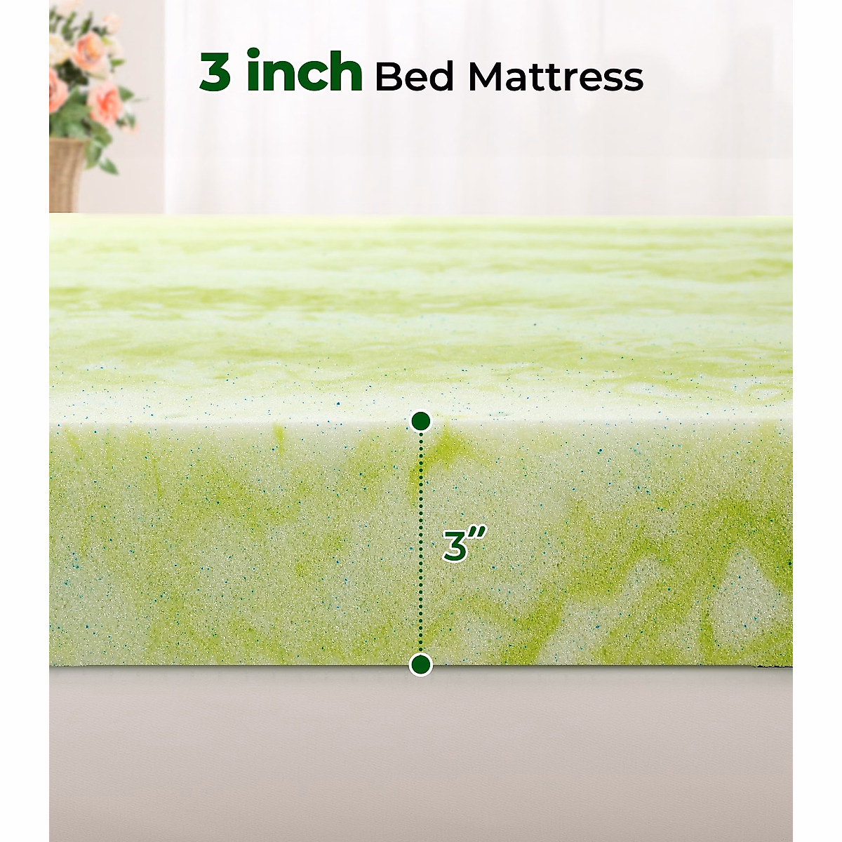 2024 New Twin Mattress Topper for Back Pain, 3 Inch Memory Foam Mattress Topper, Gel Cooling Mattress Topper, Slow-Rebound Foam Pad, Pressure Relieving Bed Topper Twin