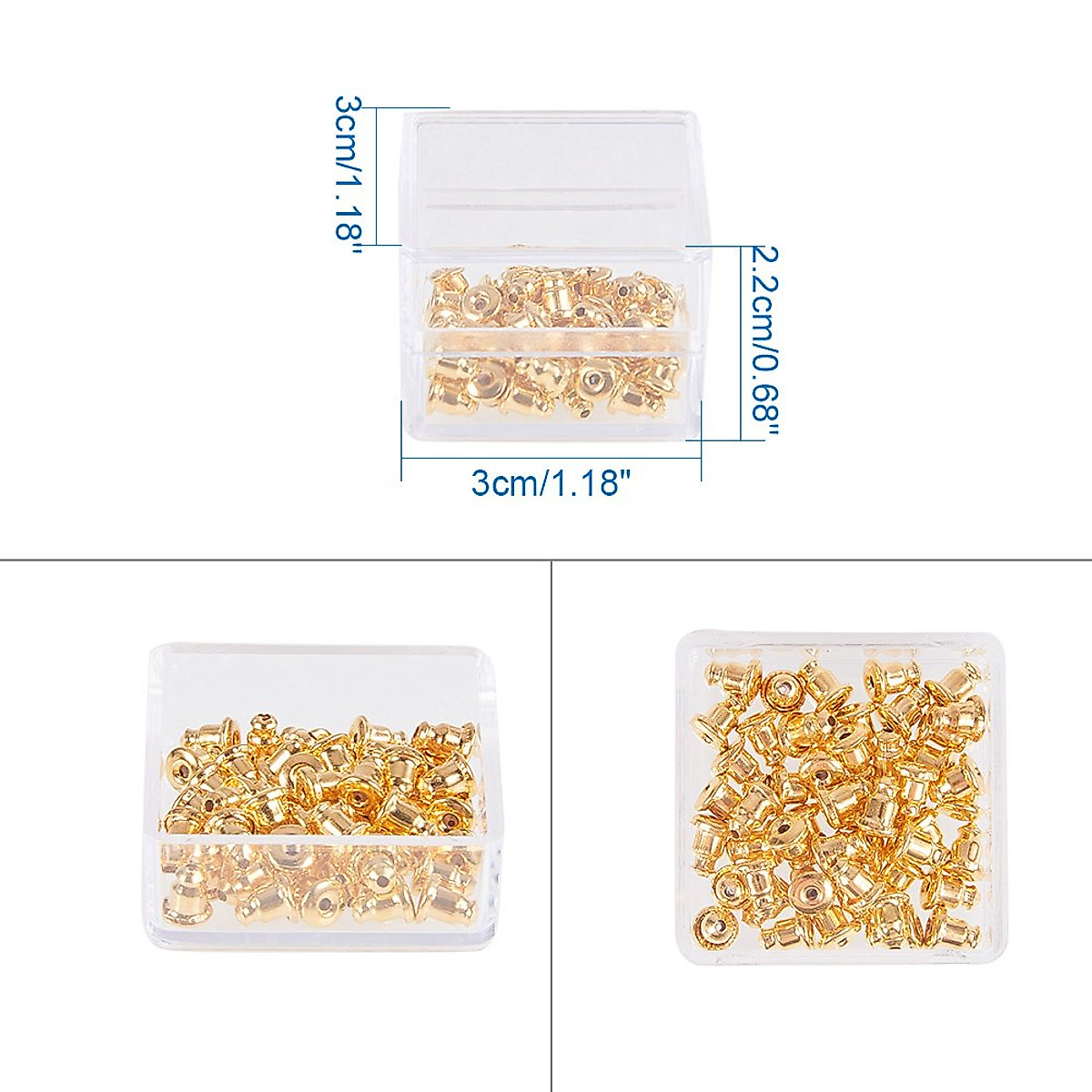 BENECREAT 16 Pack Square High Transparency Plastic Bead Storage Containers Box Case for beauty supplies,Tiny Bead,Jewerlry Findings, and Other Small Items - 1.18x1.18x0.86 Inches