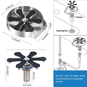 Abjoncr Glass Rinser - Metal - Glass Rinser for - Kitchen Sinks - Bottles Washer for Sink, Touch on Kitchen Sink Faucets, Cup Cleaner, Stainless Steel, Bar Kitchen Sink Accessories (Six Leaves)