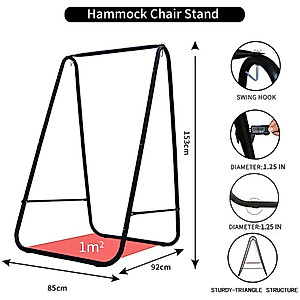 Hammock Chair with Stand,Hammock Chair Stand with Swing Chair Included,Heavy-Duty Hammock with Stand Included, Max 450 Lbs Swing Stand for Indoor Outdoor Patio Yard(Orange) Patented