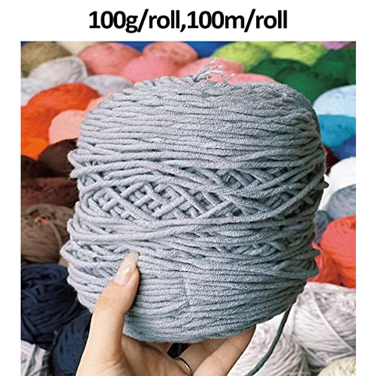 8ply Strands tufting Yarn for tufting Gun Rugs,100m Crocheting Fancy Chunky Cotton ployester Mixed Knitting Yarn,100g Multiple Color Knitting Thread Poke Embroidery Yarn,6 Rolls Set,Customized Color