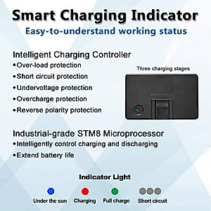 POWOXI Solar Panel 12V 6W Car Solar Battery Charger Maintainer + Charge Controller Waterproof Solar Trickle Charger Adjustable Mount Bracket Alligator Clip for Gate Opener, Cars, etc.
