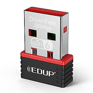 802.11ax Nano USB WiFi 6 Adapter for PC, EDUP 2.4G 300Mbps Wireless Mini USB WiFi-Adapter for Laptop Desktop PC, Travel Size Driver-Free USB WiFi Dongle, Support Windows 11/10/7
