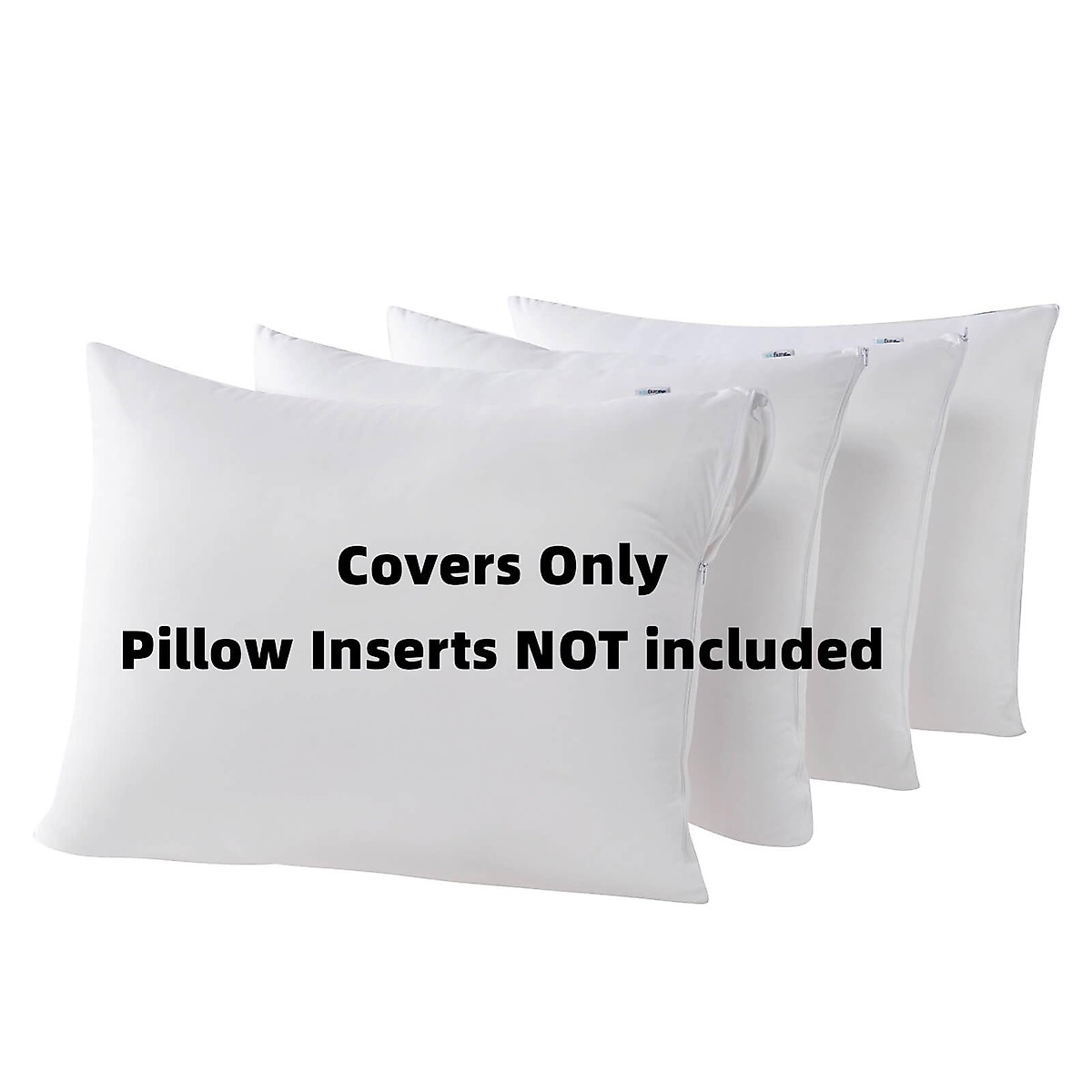 4 Pack Waterproof Down Feather Proof Pillow Protectors with Zipper Standard Size Set of 4 Poke Proof Bed Pillow Covers