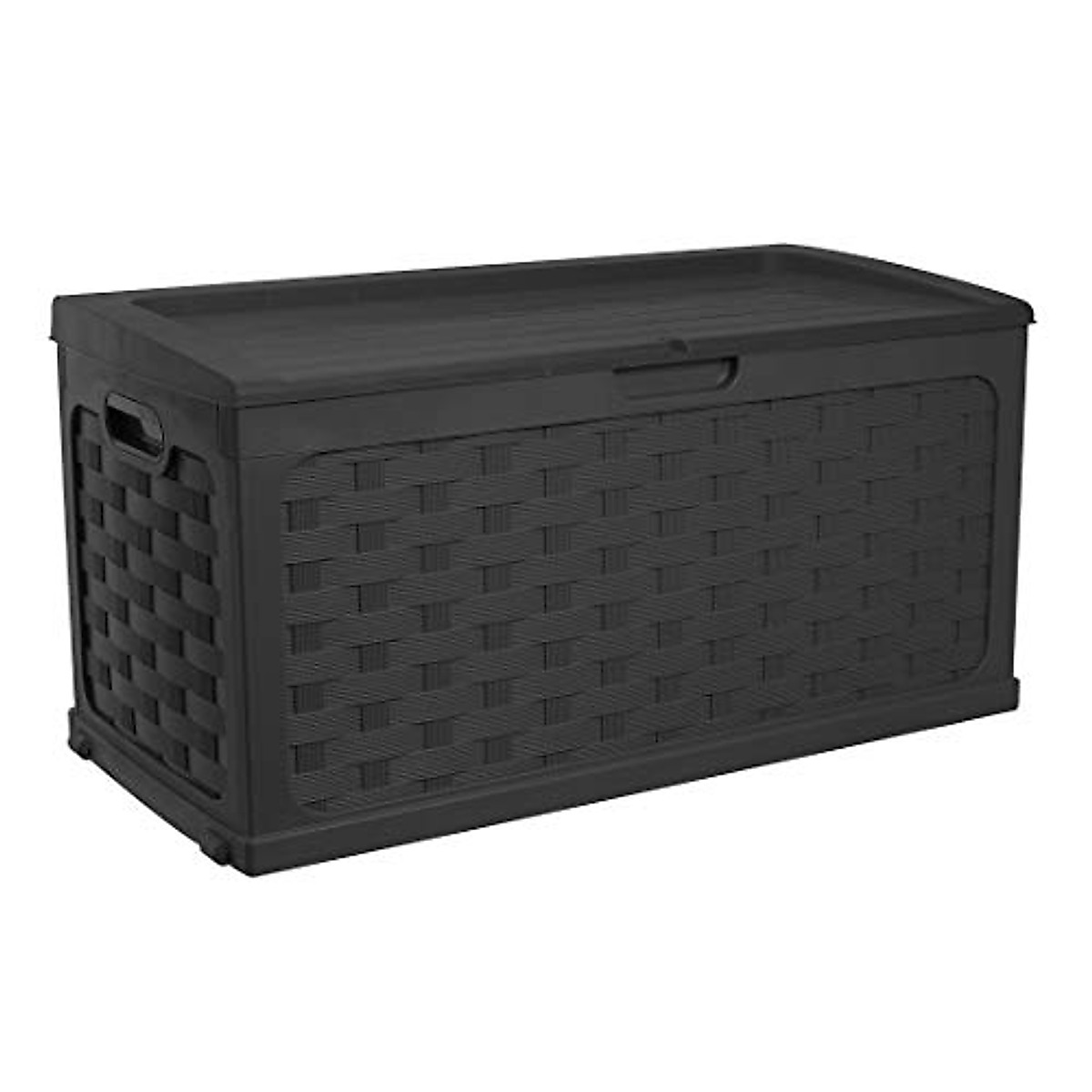 Starplast Sit-On Rattan Style Storage Box: 88 Gallon Outdoor Plastic Bin, Weather & Water Resistant, 45.7 x 22.8 x 22 Inches, 2 Color Options 56-811