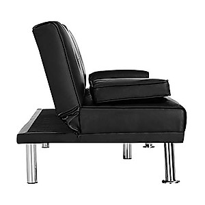 LTT Futon Sofa Bed, Futon Couch, Folding Sofa Bed Dual-Purpose Multi-Functional Sleeper Dark Grey Fabric