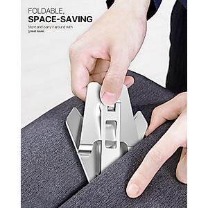 MoKo Tablet/Phone Stand, Foldable Aluminum Desk Phone Stand for iPhone/Tablet 4-11", Fit with iPhone 16/Pro/Pro Max/Plus, iPhone 14 Pro Max/14, iPad Air 4/Mini 6, iPad Pro 11, iPad 10.2 10th, Silver