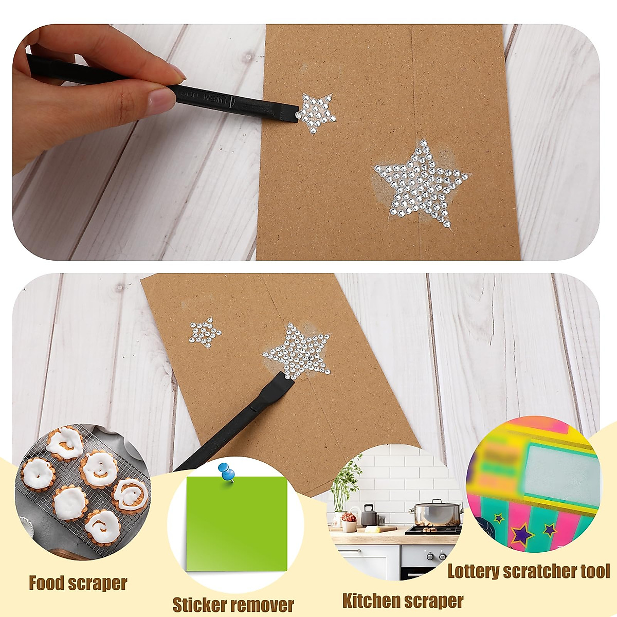 14 Pcs Plastic Crevice Cleaning Tool Car Detailing Spatula Set Black Scraper Tool Non-scratch Small Putty Knife Anti-static Tweezers for Tight Spaces