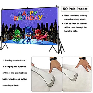 Bnuwue Mask Superhero Party Backdrop - 5x3ft Super City Birthday Backdrop Fireworks Cityscape Mask Party Supplies Backdrop for Baby Shower, Photo Booth Props