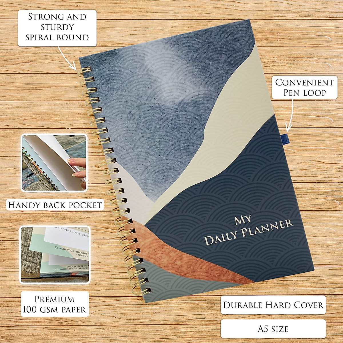 MESMOS Undated Daily Planner Organizer, To Do List Notebook for Women & Men, Small Business Cute Office Supplies, Productivity Planner, Daily Journal (120 Days,A5)