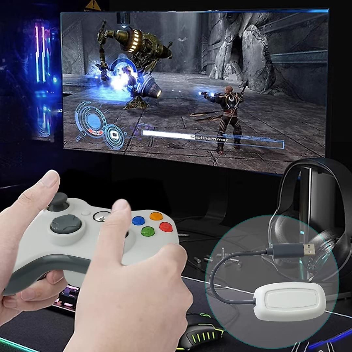 Xspeedonline 2.4GHz Wireless Game Controller for Xbox 360/Xbox 360 Slim/Xbox 360 E, Gamepad Joystick Remote Featured the Eight-Way Directional D-pad Help Stay in Control - White