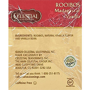 Celestial Seasonings Madagascar Vanilla Rooibos African Red Herbal Tea, 20 ct
