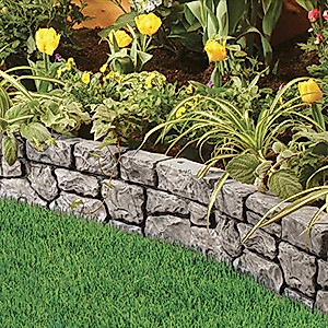Gardeneer Stonewall Faux Stone Border Edges, Grey, Pack of 4