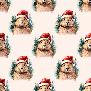 Watercolor Hamster Gerbil Guinea Pig Xmas Gift Wrap Premium Thick Wrapping Paper Capybara Animal Theme Merry Christmas Rodent Party Decor (6 foot x 30 inch roll)