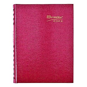 Brownline 2023 CoilPro Daily/Monthly Planner, Untimed Journal, 12 Months, January to December, Twin-Wire Binding, 8.25" x 5.75", Bright Red (CB389C.RED-23)