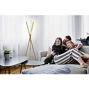 Brightech Stix Floor Lamp, Tall Tree Lamp for Offices, LED Tripod Lamp for Living Rooms, Great Living Room Décor, Dimmable Standing Lamp with 3 Lights for Bedroom Reading - Gold/Brass