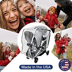 SASHA'S Rain and Wind Cover for Graco Ready2Grow LX 2.0 Double Stroller, Clear, Ventilation Holes, Maximum Coverage Made in USA (Stroller not Included)