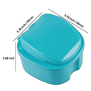 KISEER Denture Bath Case Cup Box Holder Storage Soak Container with Strainer Basket for Travel Cleaning (Light Blue)