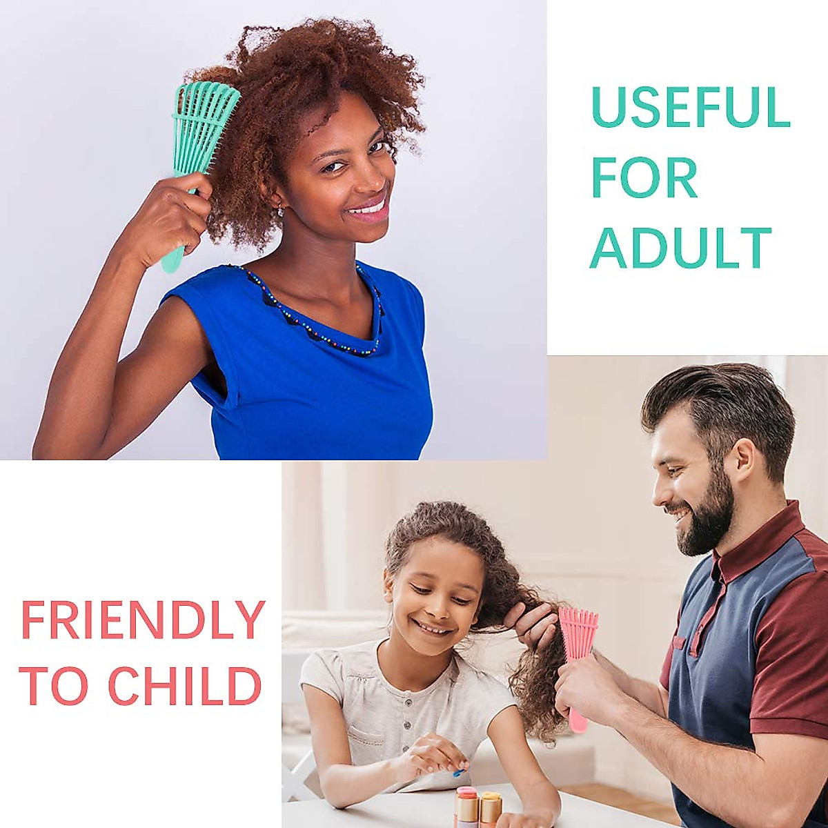 SOSPIRO 3 Pack Detangling Brush, Detangler Brush for Afro America Textured 3a to 4c Kinky Wavy, Curly, Coily, Wet/Dry Hair, Easy to Clean (Pink/Blue/Black)