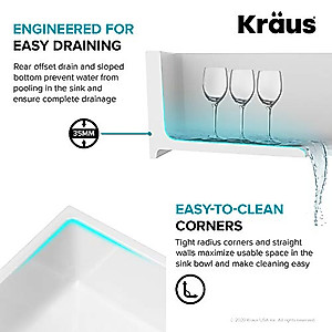 KRAUS Turino™ 24” Drop-In Undermount Fireclay Single Bowl Kitchen Sink with Thick Mounting Deck in Gloss White, KFD1-24GWH