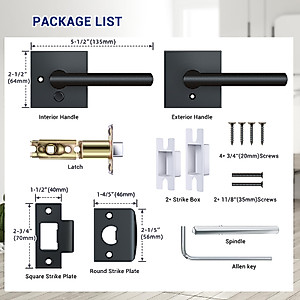 Ohuhu Black Door Handle, 6 Pack Door Knobs Interior Matte Heavy Duty Privacy Door Lever with Lock - Square Modern Passage Locking Set Contemporary Reversible Keyless for Bedroom Bathroom Satin Zinc