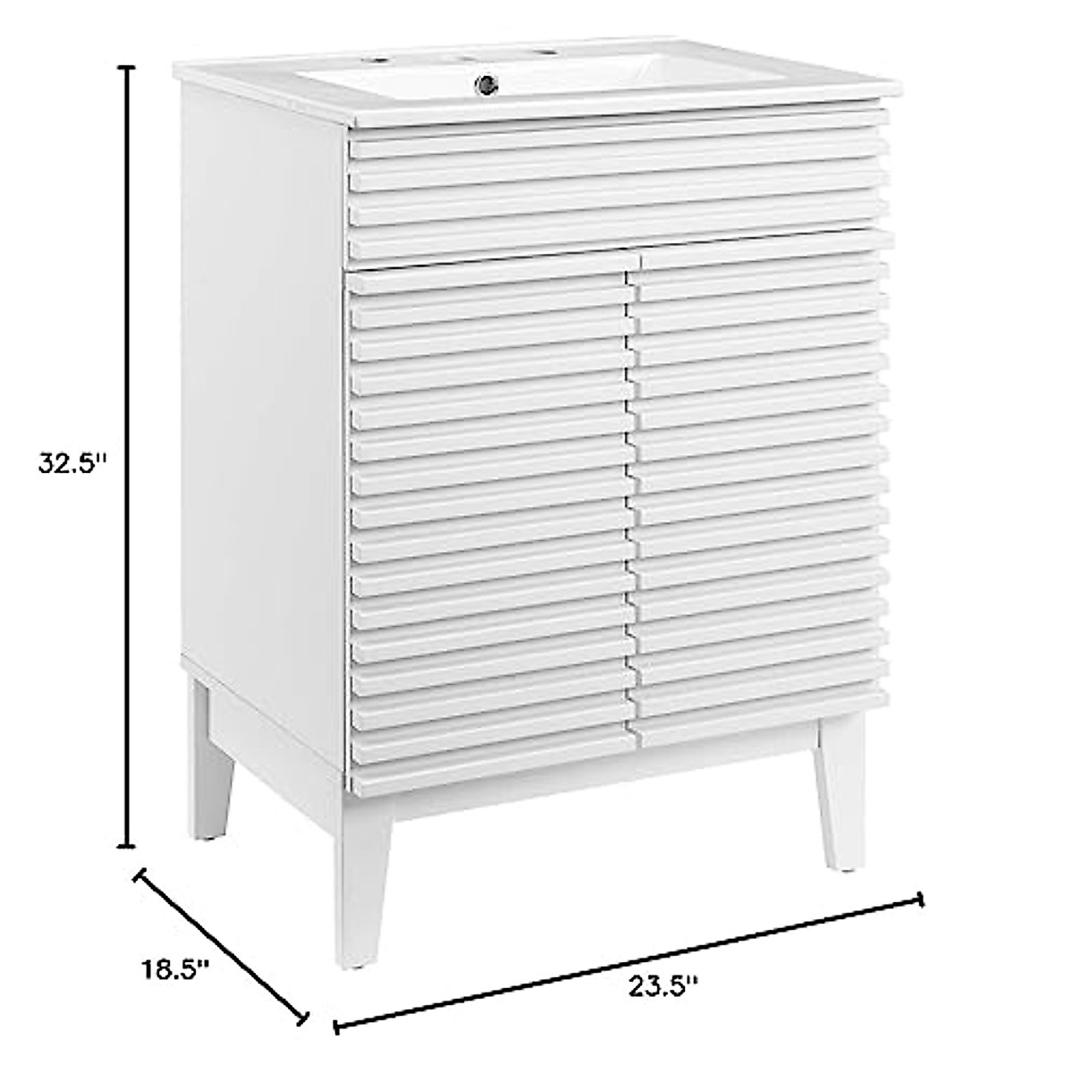Modway Render Vanity with Sink-Floor, 24 Inch, White White