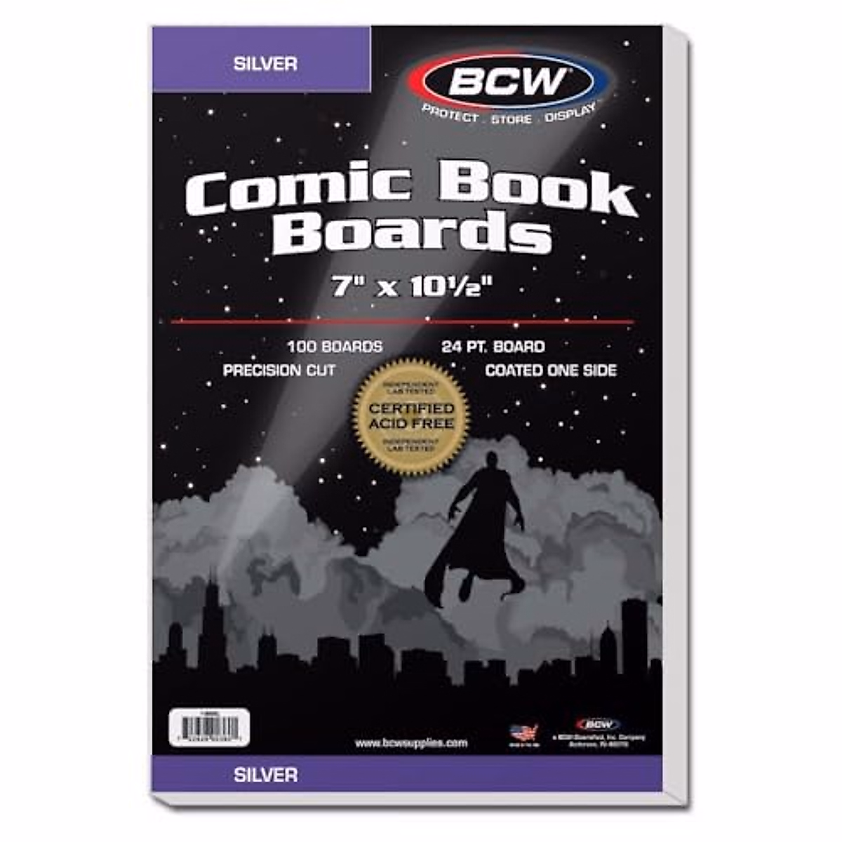 BCW Silver Age Backing Boards - 1 Pack (100 Total) | Certified Acid-Free, 7x10.5 Inches | Safeguard Your Valuable Silver and Bronze Age Comics