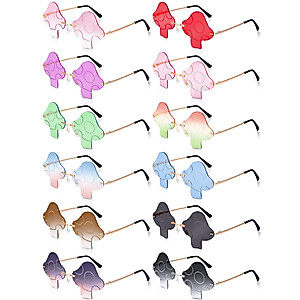 12 Pairs Mushroom Sunglasses Rimless Irregular Funny Mushroom Glasses Retro Trendy Prom Glasses for Women Mushroom Party Favor