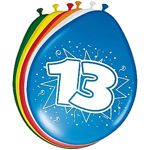 Folat - 13 Years Balloons for Party Decoration - Multicolor - 12In / 30cm - 8 pieces