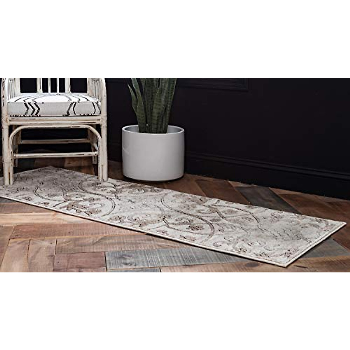 Unique Loom Rushmore Collection Classic Traditional White Tone-on-Tone Textured Intricate Design Area Rug (3' 0 x 9' 10 Runner, Tan/ Beige)