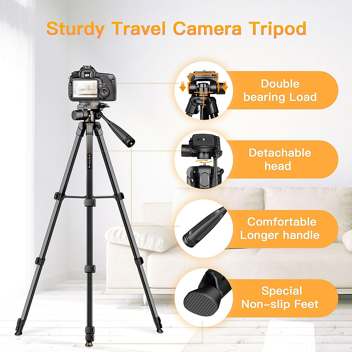 67" Camera Tripod Stand, Tablet Tripod for ipad iPhone, Aluminum Cell Phone Tripod with Remote/Phone Holder, Travel DSLR Tripods for Video Recording, Compatible with Canon Nikon Sony