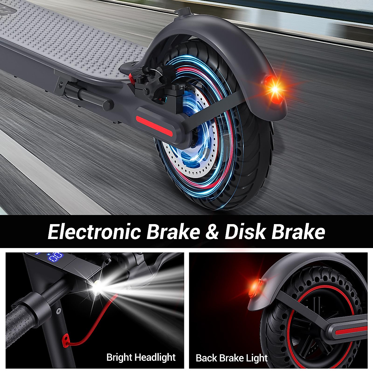 RIDWIND Electric Scooter Adults, 500W Peak Motor, 20 Miles Range, 15.5Mph eScooter, 8.5" Tires, Dual Braking System, Portable Folding Commuting Scooter Electric for Adults Teens with APP Control