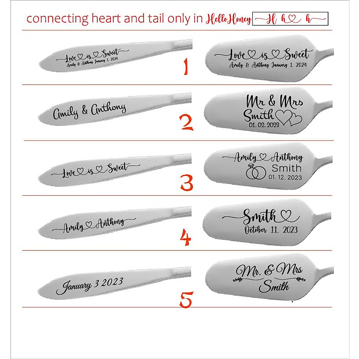 "Personalized Engraved Wedding Cake Server Set - Bridal Gift with Cake Serving"