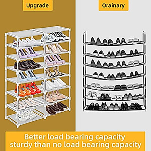 ERONE Shoe Rack Storage Organizer, 28 Pairs Portable Double Row with Nonwoven Fabric Cover Shoe Rack Cabinet for Closet