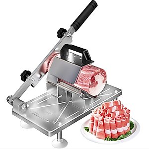 Manual Frozen Meat Slicer - Stainless Steel Frozen Meat Cleaver with Handle Multifunctional Manual Frozen Meat Cutter Ginseng Cutter for Beef Mutton Roll Cheese Nougat Bacon Hot Pot